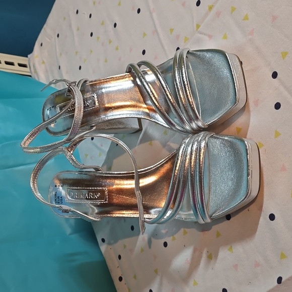 Primark | Shoes | Primark Silver Block Heel Platform Shoes | Poshmark